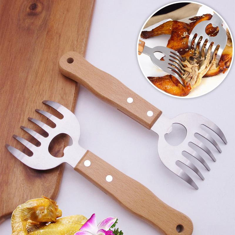 Stainless Steel Claw Meat Tearing Tool Food Mixer Creative Wooden ...