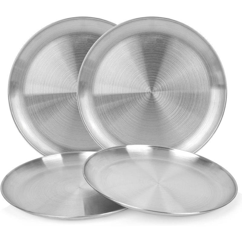 Brushed Metal Dinner Plates-Stainless Steel Round Plates,Dinner ...