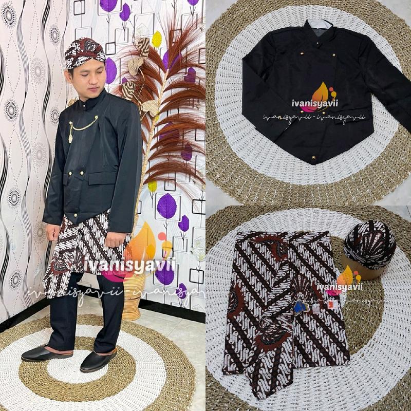 [1set] Pakaian Adat Jawa - Solo / Beskap + Sapit Urang + Blangkon ...