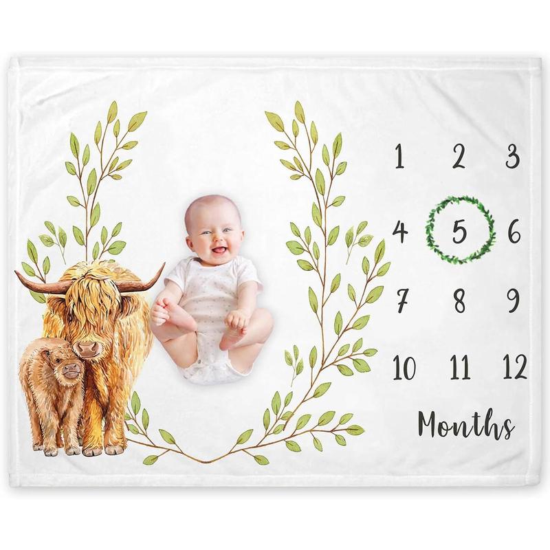 Highland Cow Milestone Blanket, Highland Cow Growth Chart Monthly ...