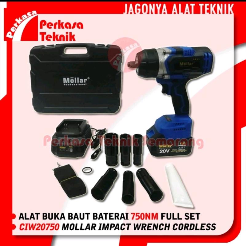 MOLLAR CIW20750 IMPACT WRENCH CORDLESS 750NM ALAT BUKA BAUT BATERAI ...