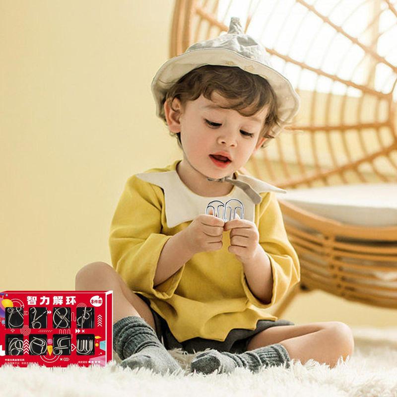 Wire Puzzle Set 8 Piece Mind Logic Iq Game Test Toy Iron - TikTok Shop ...