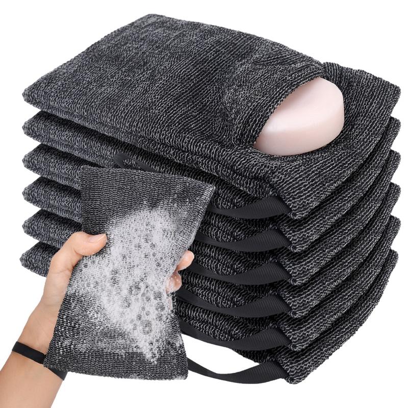 Nylon Double-Layer Thickened Body Exfoliating Soap Bag Hangable ...