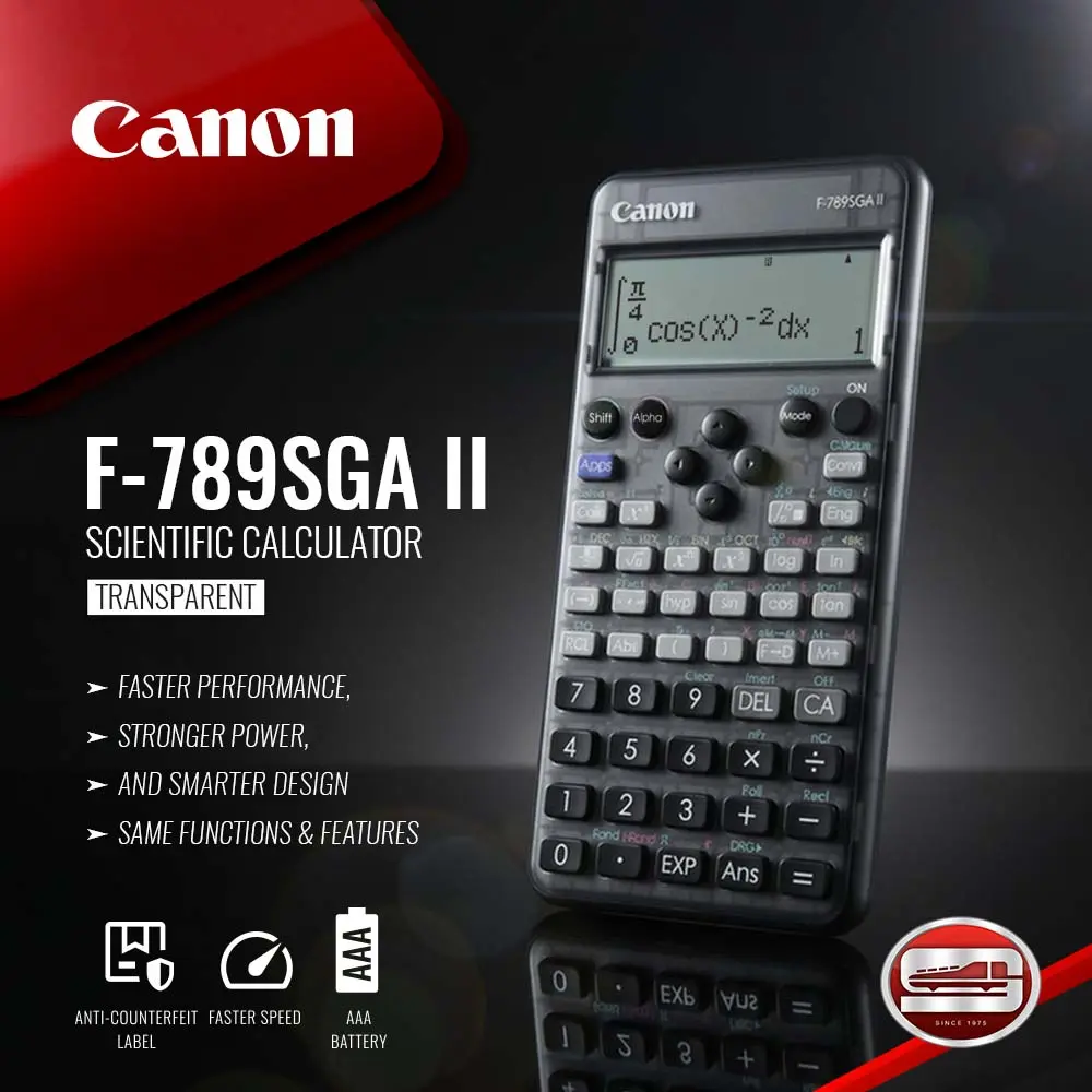 Canon F-789SGA II VERSION 2 Scientific Calculator Transparent Casing ...