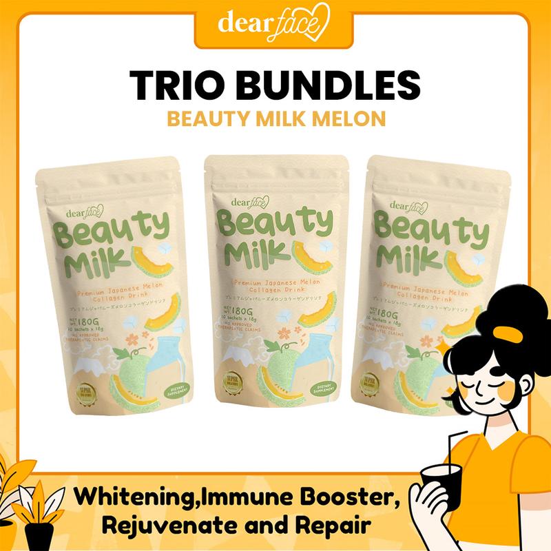DEAR FACE BEAUTY MILK MELON TRIO BUNDLE COLLAGEN DRINKS SUPPLEMENT ...