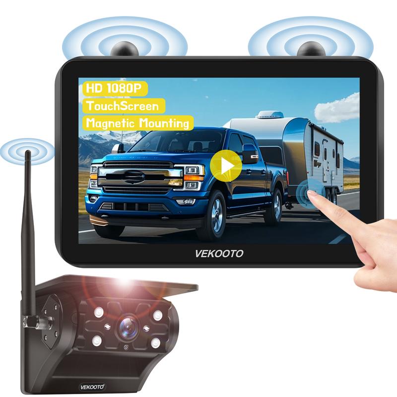 VEKOOTO Magnetic Solar Wireless Backup Camera VK7, 7'' IPS Touchscreen ...