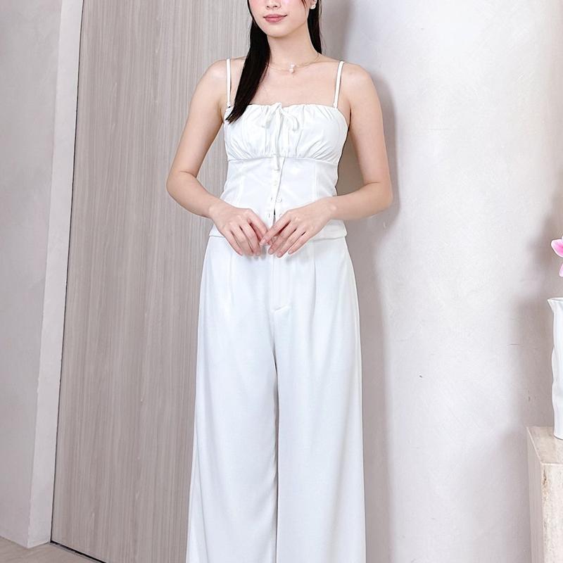 *Regular* Eliona Clasp Straight Leg Pants in White - TikTok Shop Singapore