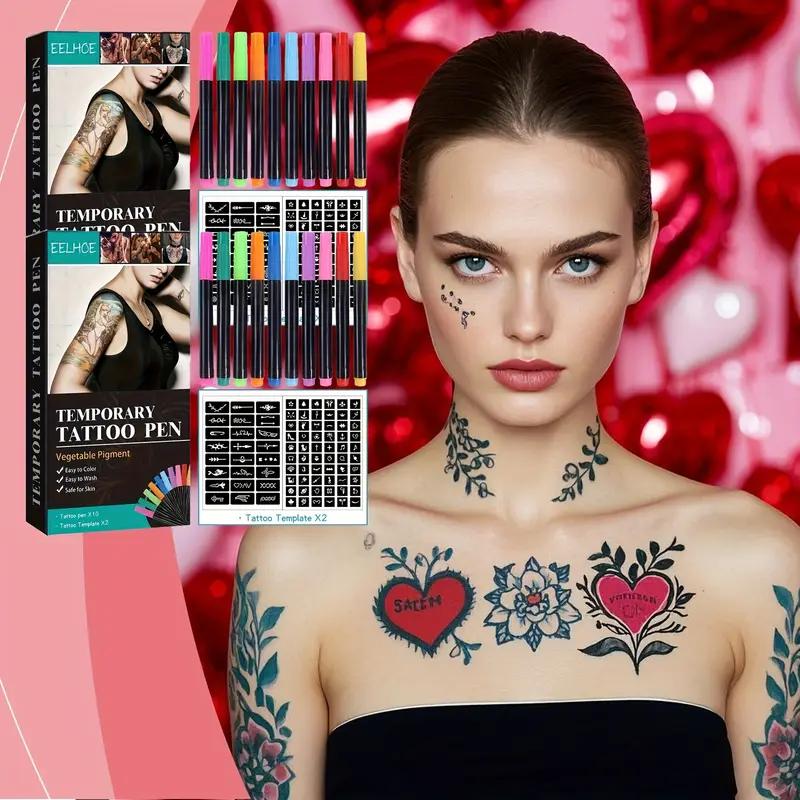 Temporary Tattoo kit, tattoo Pen Set, face paint Arm Body Multicolor ...