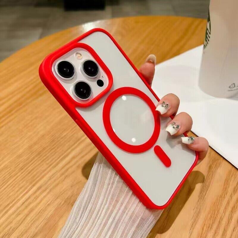 Red magnetic suction case for iPhone X XR XS 11 12 13 14 15 Pro ...