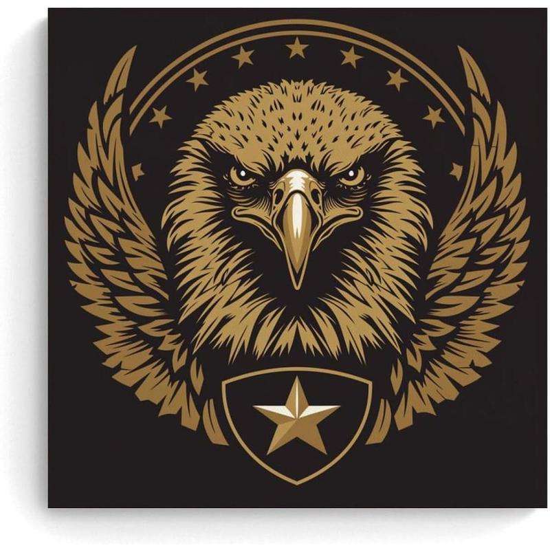 Vendhui USA Eagle Military Logo Canvas Poster Military Freedom Patriotic Wall Art Print Painting ...