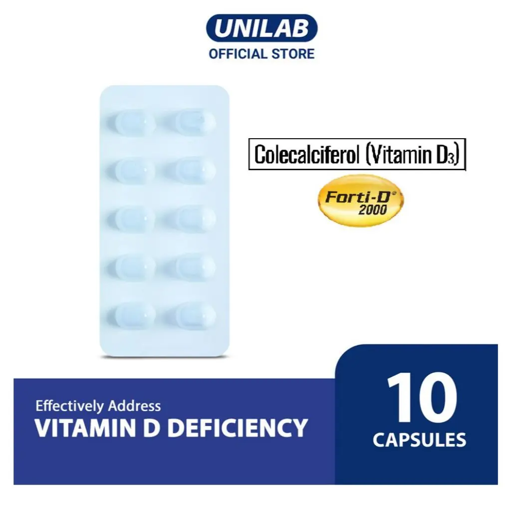Unilab Forti-D 2000IU 10 Capsules- For Vitamin D Deficiency to Improve ...