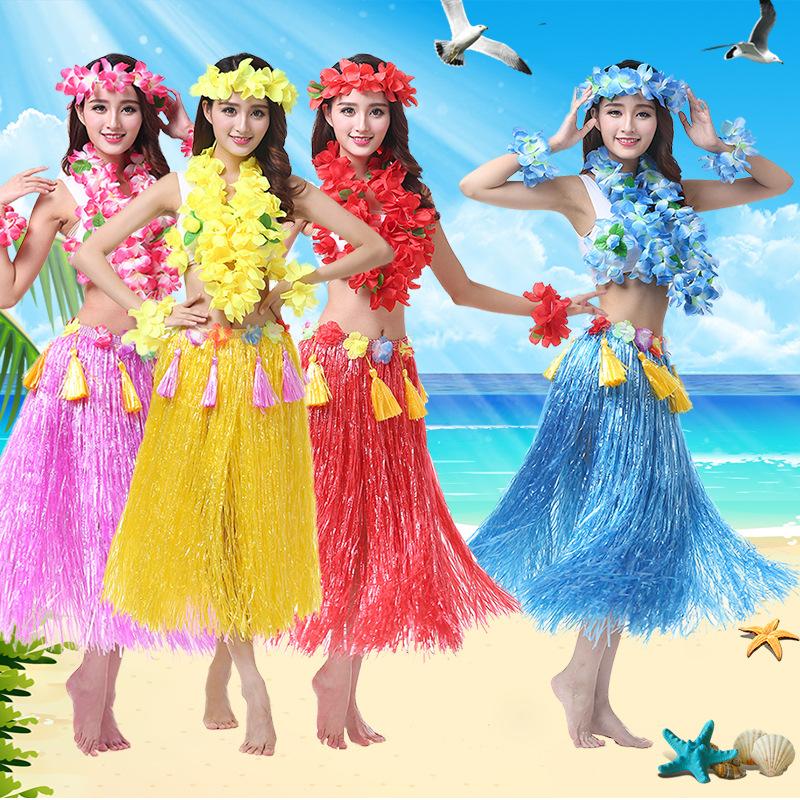 80CM Thick Flow Comb Grass Skirt Eight Piece Set Hawaiian Grass ...