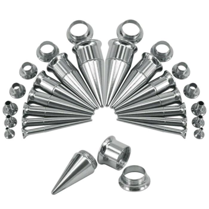 Jual 1PCS Piercing Anting Earring Tapper Set Plug Tunnel Silver / Black ...