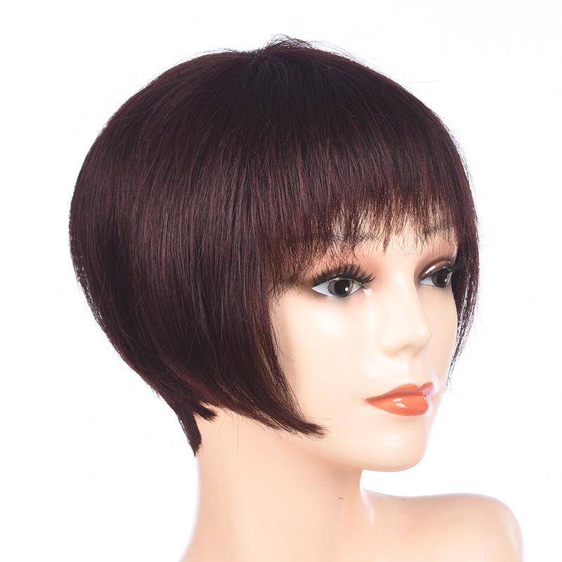 Hand woven human h wig, dark brown, H twist bocut real H, short ...