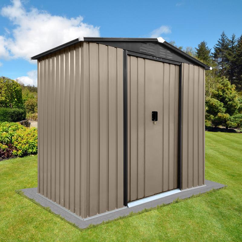 Hardware Outdoor storage sheds 4FTx6FT Apex roof brown with Sliding ...