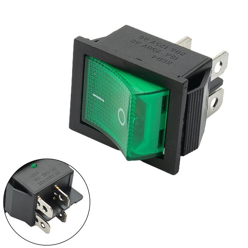 Green Rocker Switch With Water Proof Cover, 4 Pins, 16A 250V - TikTok ...