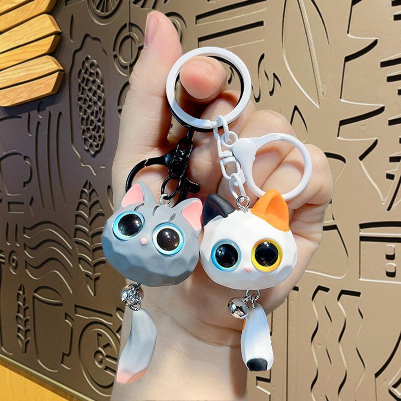 Creative Cartoon Big Eye Cat Head Keychain Unisex Car Keychain - TikTok ...
