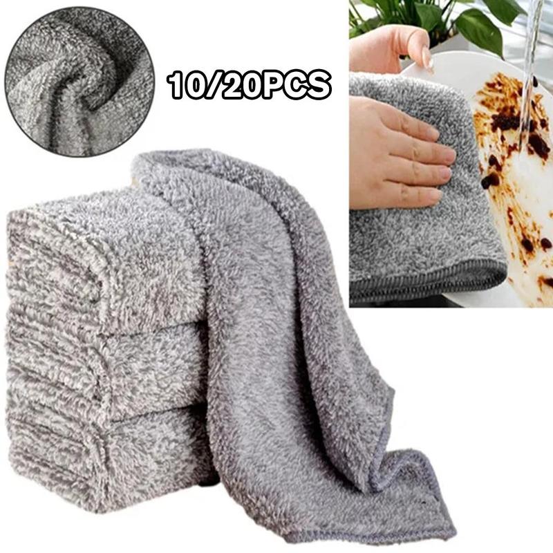 TUALA DAPUR, 10 / 20Pcs, Kain Pinggan FIBER KARCOAL Buluh, Muka ...