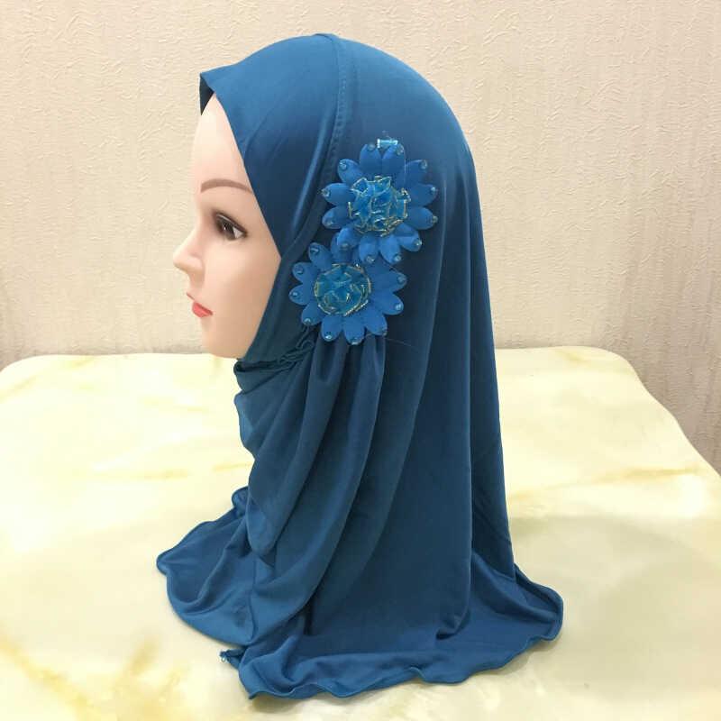 2-7-year Old Girl's Beautiful Solid Cute Headscarf Two-flower Tudung ...
