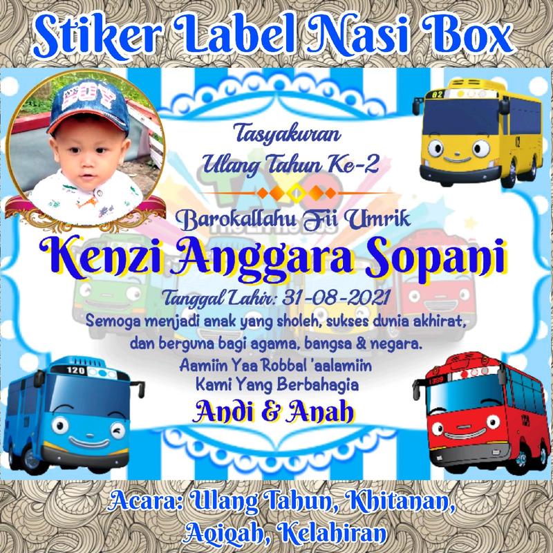 50 Lembar Stiker Label Nasi Box Acara Khitanan, Ulang Tahun, - Shop ...