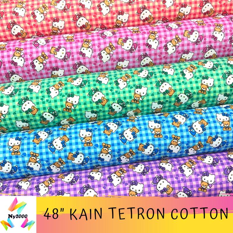Kain Tetron Cotton TC / Polyester Corak Hello Kitty (Bidang 48 ...