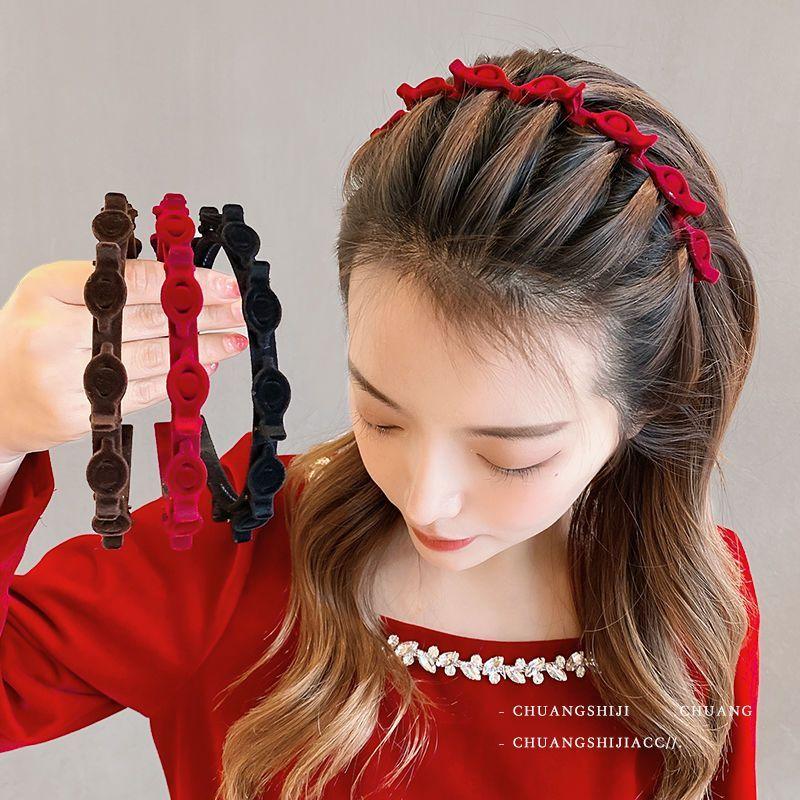 2023 New High-Looking Flocking Braided Hair Band Versatile Online ...