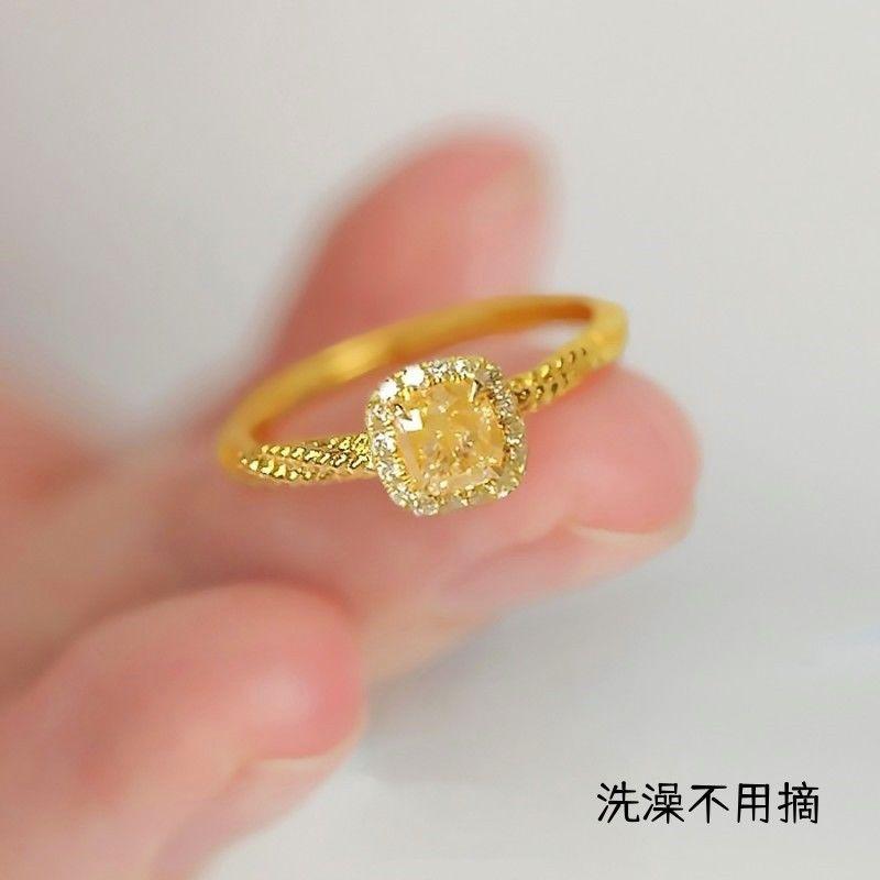 [Titanium Steel Non-Fading] Yellow Crystal Ring for Women, Light ...