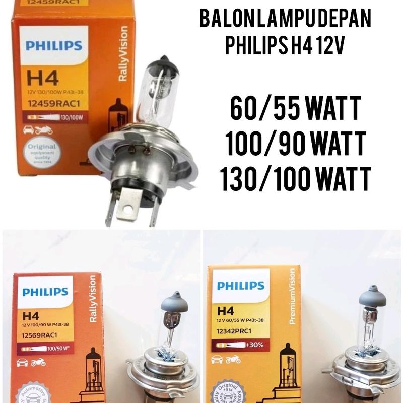 PHILIPS BALON LAMPU DEPAN H4 COCOK UNTUK AVANZA / XENIA / CALYA / SIGRA ...