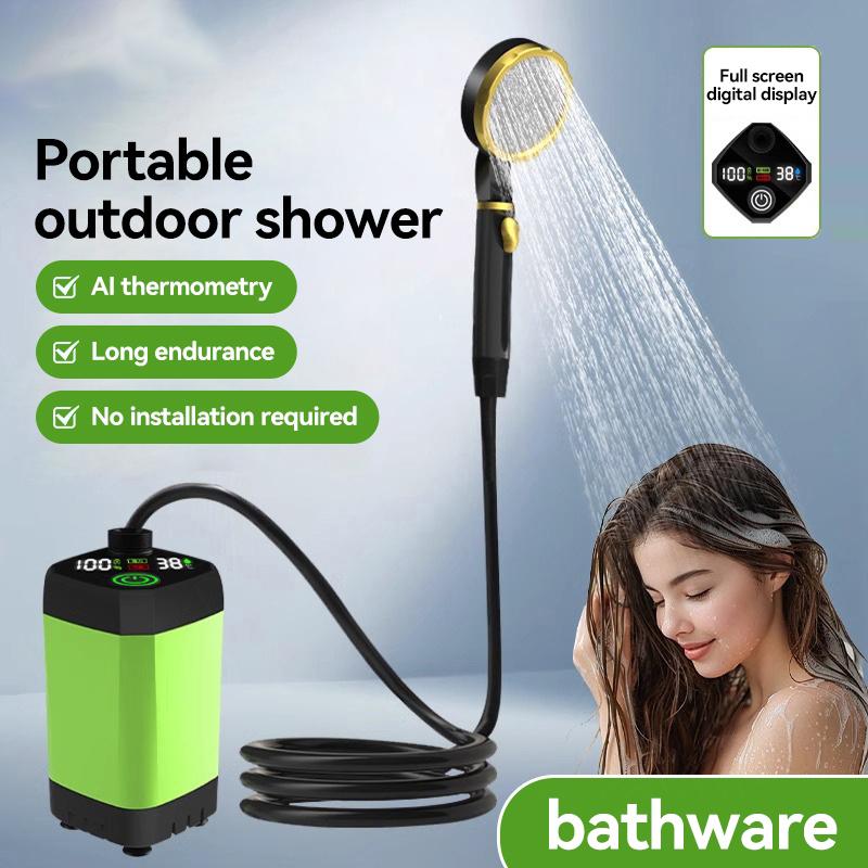 6000mAh Portable Camping Shower Pump RV Outdoor Shower Kit W/Full ...
