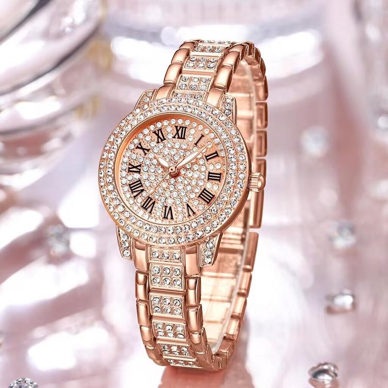 Women Luxury Roman Numeral Watch Round Dial Quartz Watch Jam - TikTok ...