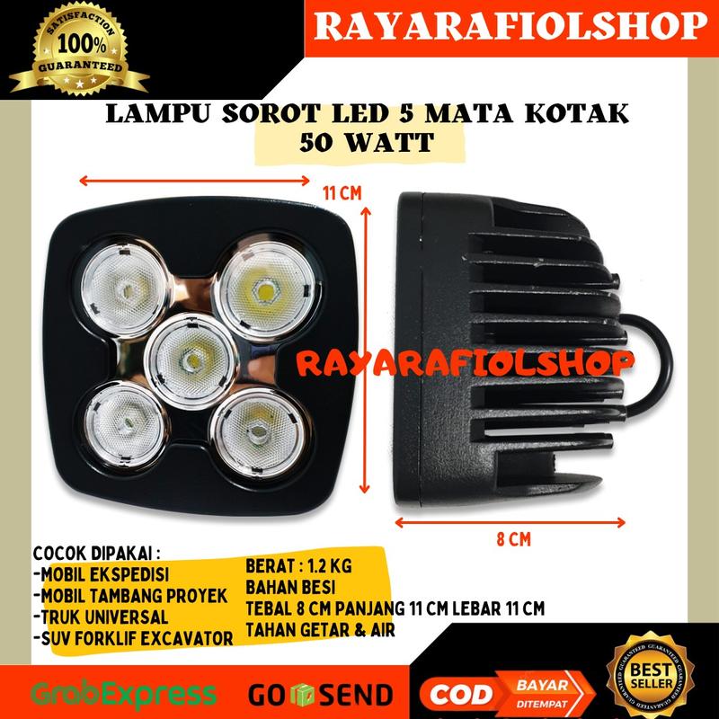 Lampu Sorot LED CREE Kendaraan Mobil Car Off-Road 5 Mata Kotak - Shop ...