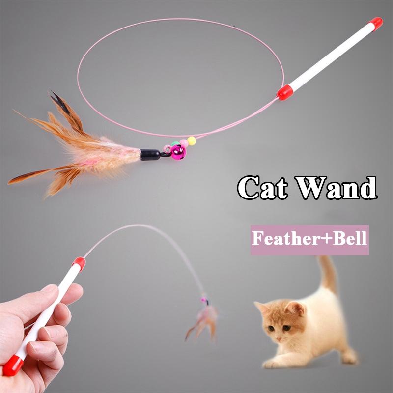 Cats Metal Wire Funny Cat Stick Cat Toy Feather Bell Cat Stick Cat ...