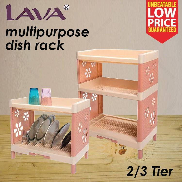 LAVA Multipurpose Dish Rack With Drainer 2/3 Tier / Rak Pinggan ...