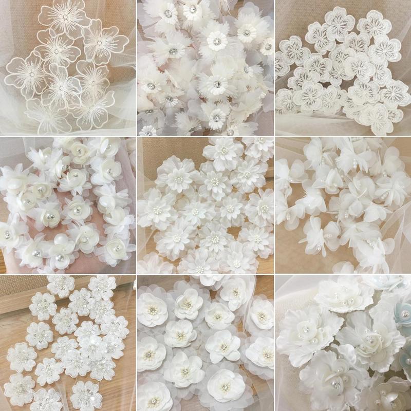 5Pcs Flower Lace Patch Applique For Wedding Dress Hairpin Brooch ...