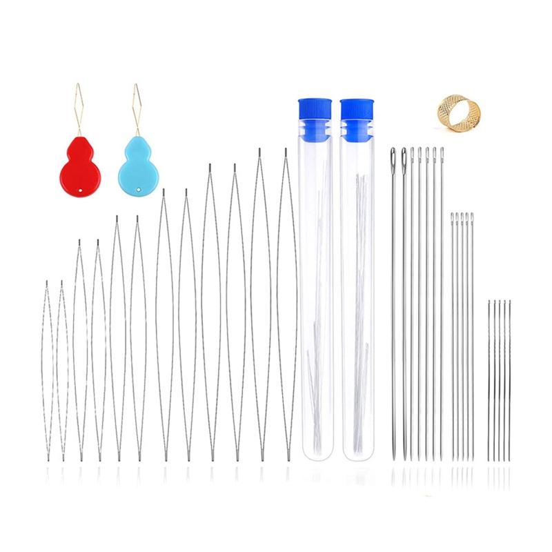 ZHIXI Beading Needles Set Big Eye Beading Needles Long Straight ...