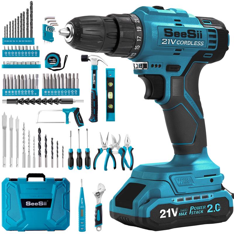 Seesii 230-Piece 21V Cordless Drill & Tool Set, Rechargeable - TikTok Shop