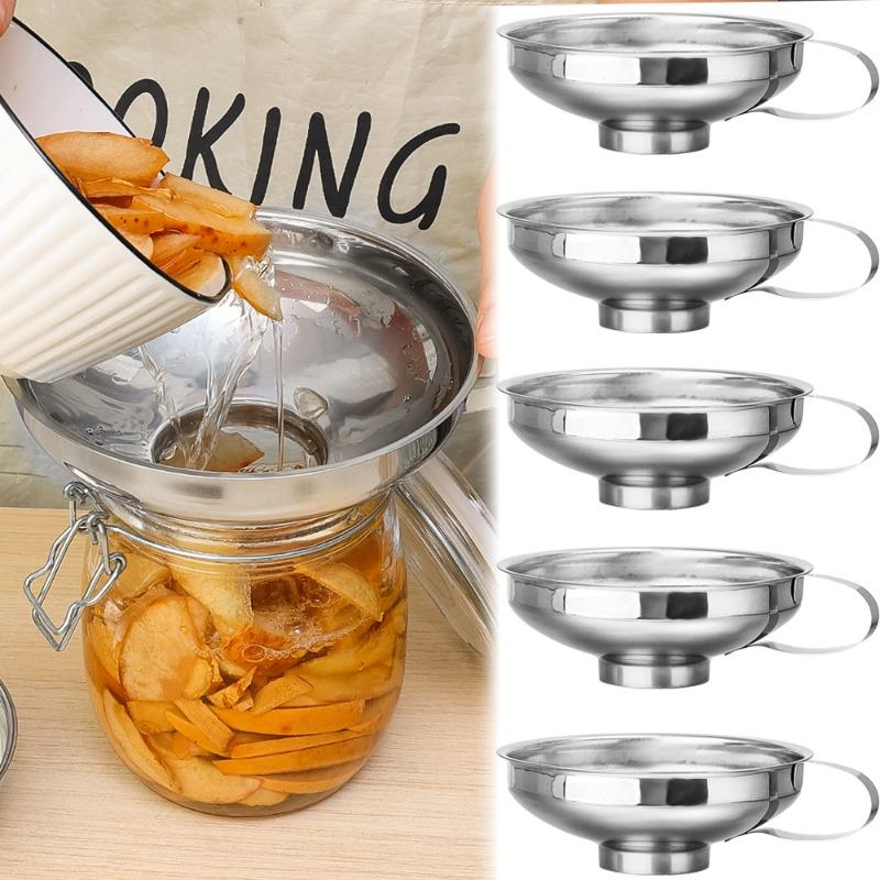 2 Sizes Stainless Steel Wide Mouth Canning Funnel Cup Jam Salad ...