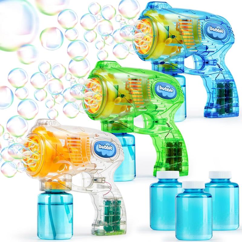 JOYIN 3 Packs Bubble Guns with 3 Solutions, Automatic Bubble Maker ...