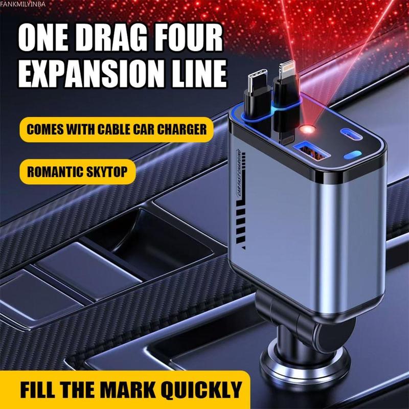 4-in-1 Car Charger – 120W Multi-Function Fast Charging with Expandable ...