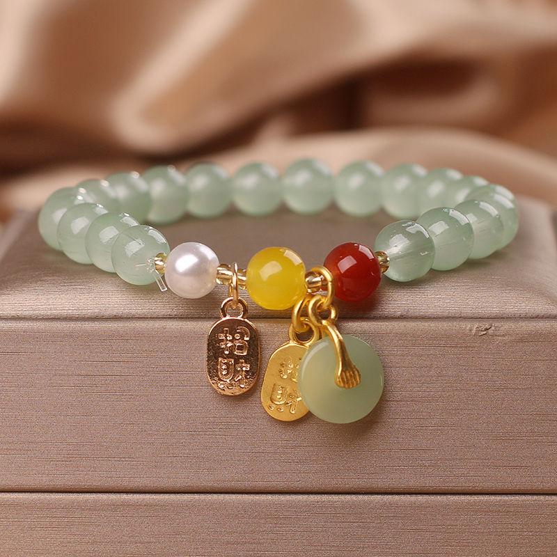 Gelang Tangan Jed Aventurine, Hijau Retro, Gancu Keamanan, Mampu ...