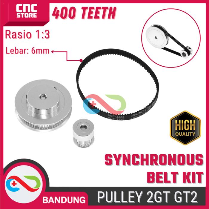 Jual Pulley 2GT GT2 Synchronous Belt Kit – 20 Teeth, 60 Teeth, 400 ...