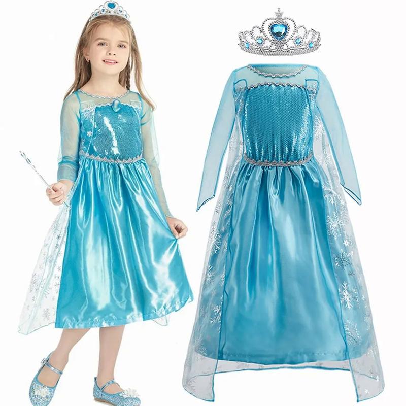 3 to 10 Years Old Girls Princess Dress Kids Elsa Cosplay Costume Fancy ...