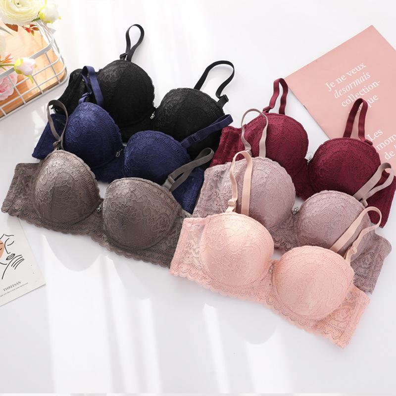 Half-cup Lace Bra Adjust The Chest Shape Push Up Bra Detachable ...