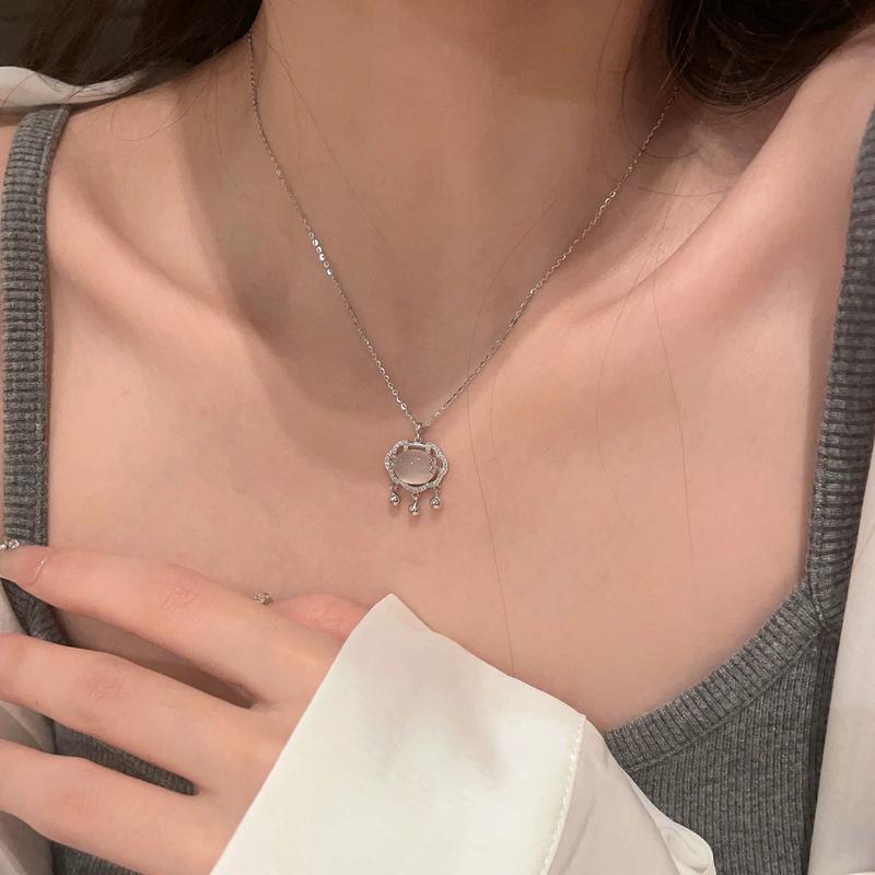 White Chalcedony Peace Lock Necklace Women's 2024 New Popula - TikTok ...