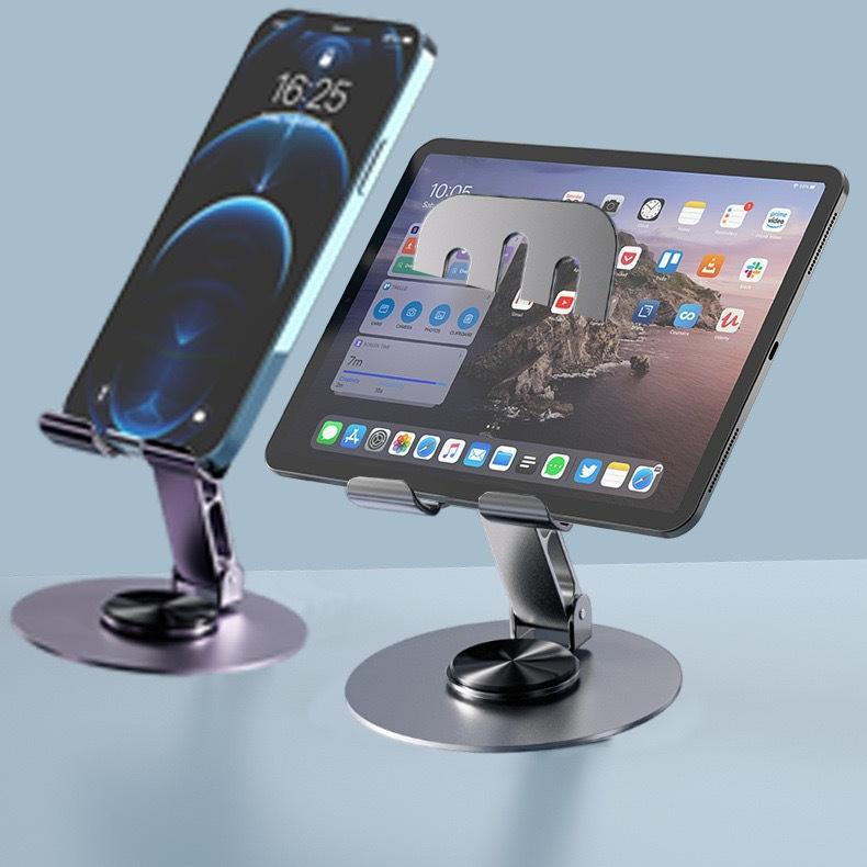 All-Metal Desktop Phone Stand, Foldable 360° Rotating Tablet Support ...