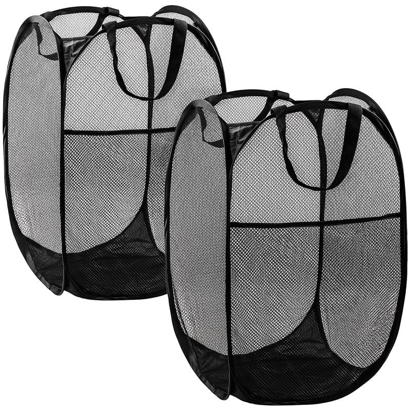 Pop Up Hamper 2 Mesh Laundry Foldable Basket With Space-saving Design ...