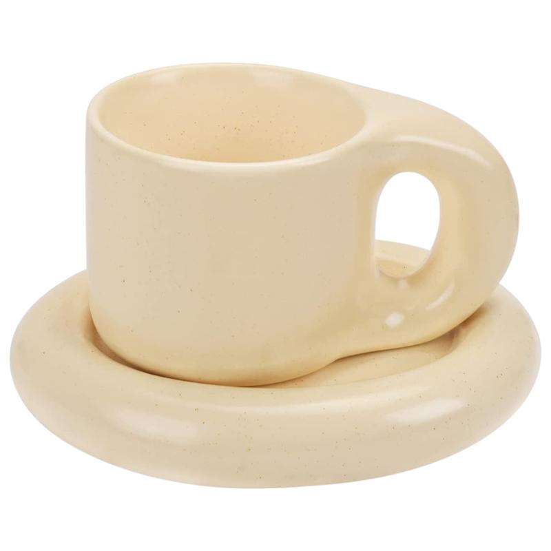Chubby Coffee Mug with Plate 270ml Chubby Funny Mug with Handle ...