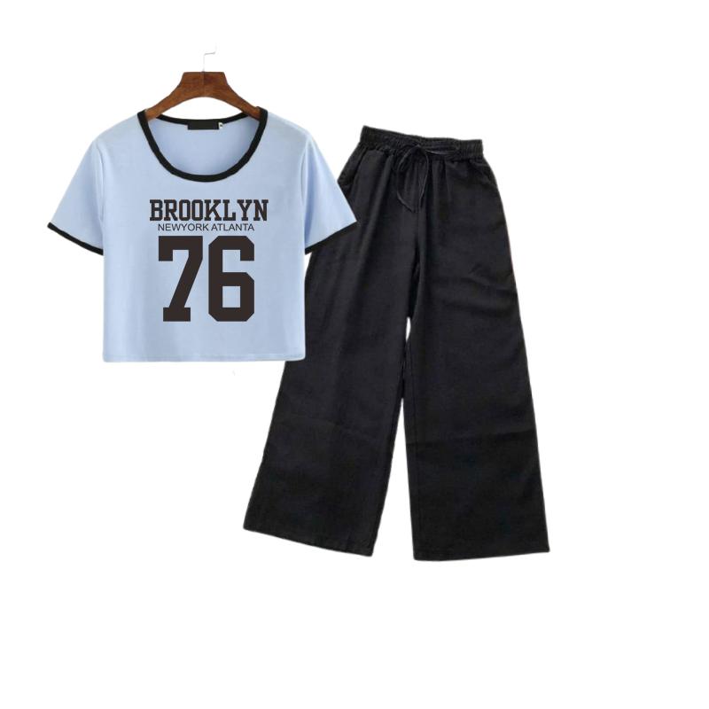 Asbusana One set Baju Anak ABG kaos crop dan kulot usia 9-11 Tahun ...