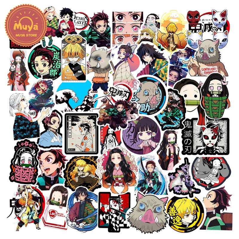 MUYA 100pcs Demon Slayer Anime Stickers for Kids Waterproof Japan ...