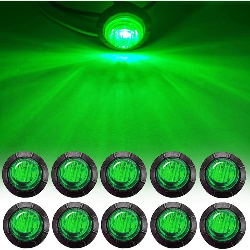 10Pc 3/4'' Round Green Led Bullet Marker lights,Front Rear Side LED ...